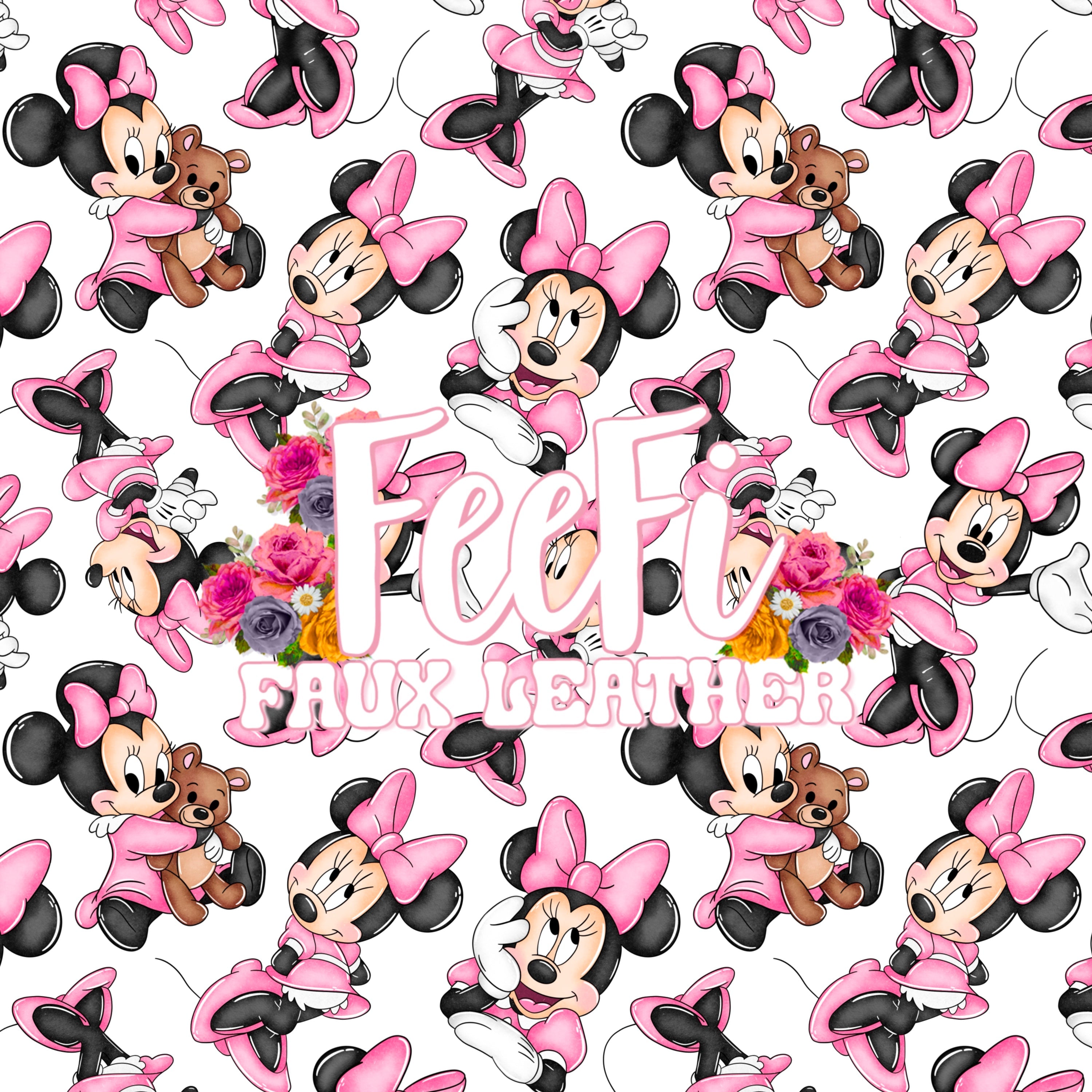 Minnie Mouse Printed Textured Liverpool/ Bullet Fabric with a textured ...