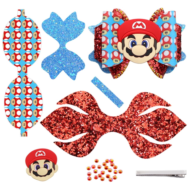 Super Mario Printed Faux Leather Pre-Cut Bow Includes Centerpiece ...