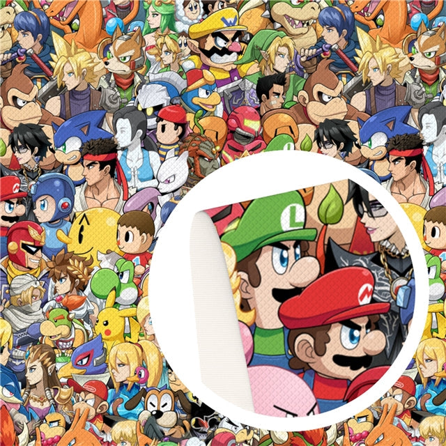 Nintendo Games Characters Smooth Printed Faux Leather Sheet ...